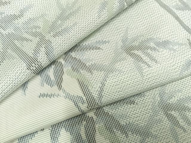 平和屋着物▽本場大島紬　白大島　単衣　笹竹文　正絹　逸品　AABC0459fy