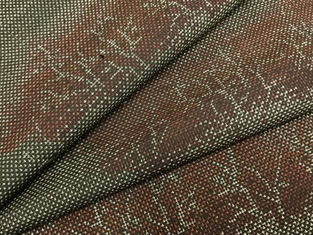 平和屋着物▽本場大島紬　単衣　9マルキ　樹林文　正絹　逸品　AABC0473fy