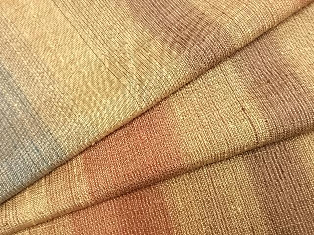 平和屋着物▽上質な紬　単衣　間道　正絹　逸品　AABC0487fy