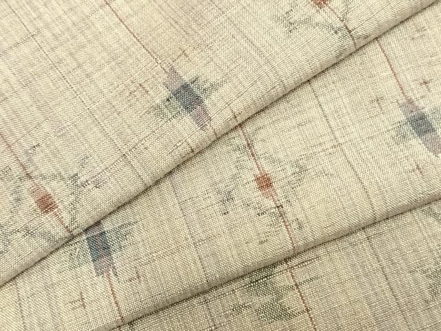 平和屋着物▽上質な紬　単衣　絣柄　正絹　逸品　AABC0489fy