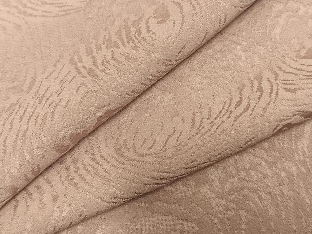 平和屋着物▽上質な色無地　単衣　立波地紋　薄柿色　正絹　逸品　AABC0499fy