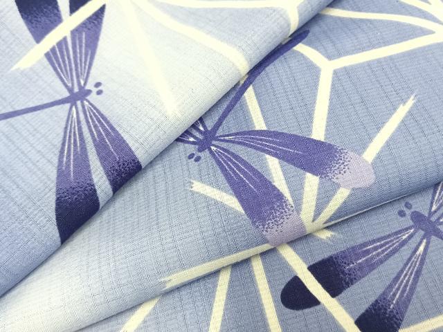 平和屋着物▽小紋　単衣　麻の葉文様　勝虫　さんび謹製　洗える着物　未使用　AABC0513fy