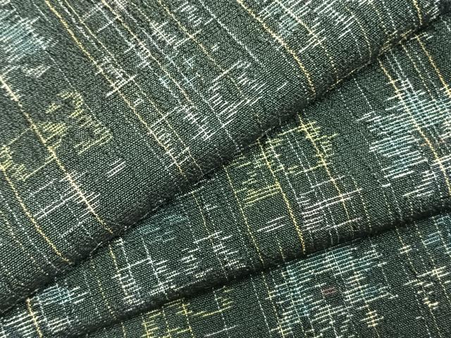 平和屋着物▽お召　単衣　幾何学文様　正絹　逸品　未使用　AABC0527fy