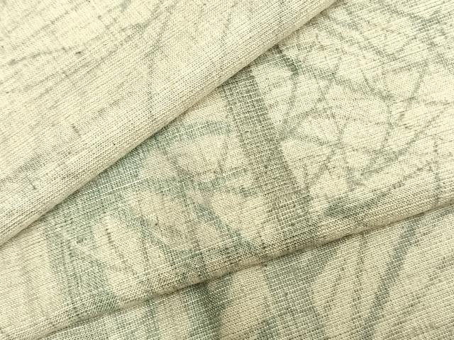 平和屋着物▽上質な紬　単衣　樹林文　正絹　逸品　AABC0553fy