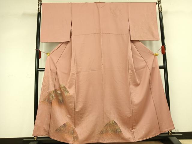 平和屋着物▽訪問着　単衣　刺繍　風景文　金銀彩　正絹　逸品　AABC0559fy