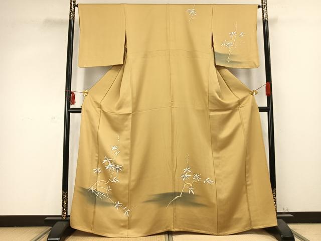 平和屋着物▽訪問着　単衣　刺繍　枝花文　暈し染め　正絹　逸品　AABC0562fy