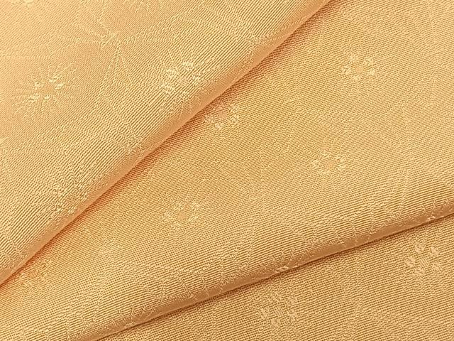 平和屋着物▽上質な色無地　単衣　幾何学花地紋　杏色　正絹　逸品　未使用　AABC0571fy