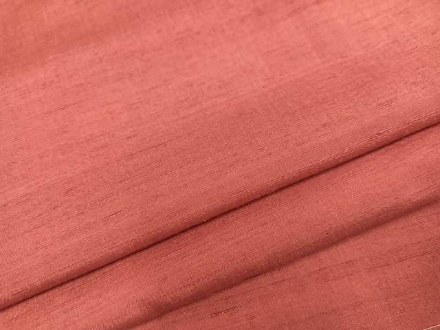 平和屋着物●上質な紬　色無地　蘇芳香色　正絹　逸品　未使用　AABC0610ph
