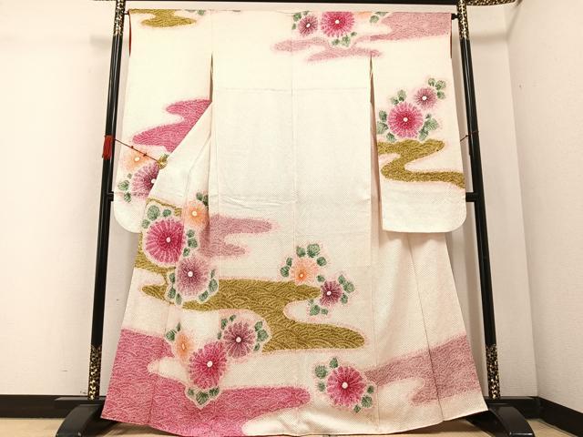 平和屋着物●豪華振袖　総絞り　霞花文　正絹　逸品　AABC0619ph