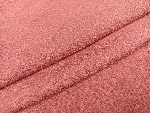 平和屋着物●上質な色無地　花地紋　退紅色　正絹　逸品　AABC0660ph