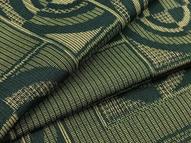 平和屋着物▽上質な紬　単衣　丸文　正絹　逸品　AABC0697jh