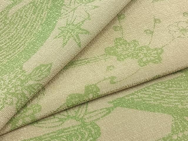 平和屋着物▽上質な小紋　単衣　お召地　流水花鳥文　正絹　逸品　AABC0703jh