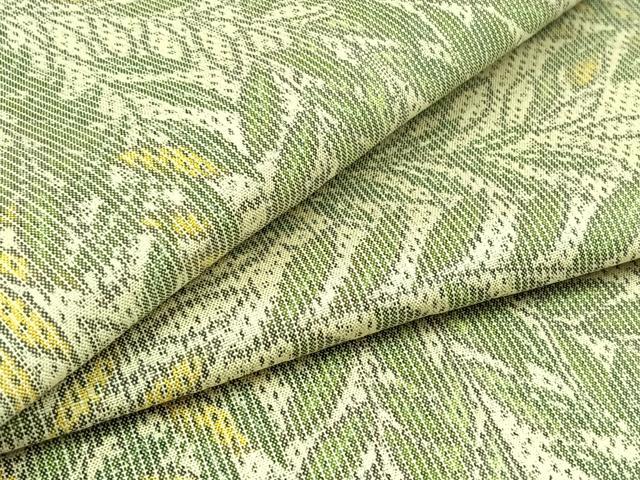 平和屋着物▽上質な紬　単衣　枝葉文　正絹　逸品　AABC0704jh