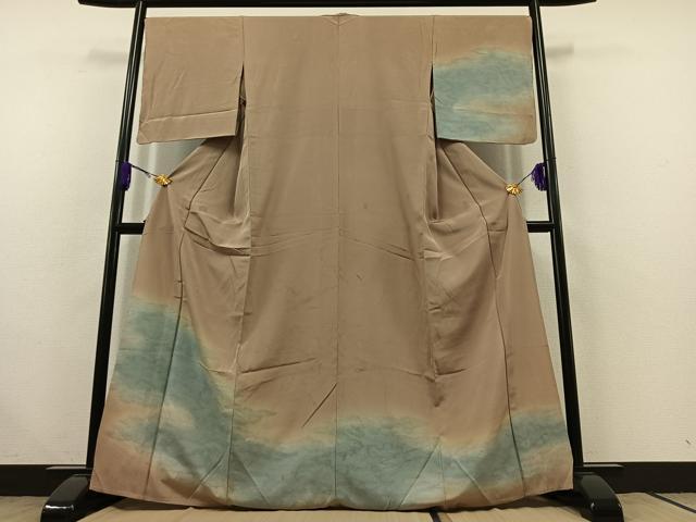 平和屋着物▽訪問着　単衣　雲取り文　正絹　逸品　AABC1201jh