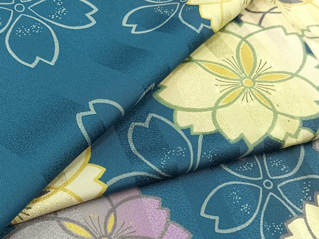 平和屋着物▽小紋　単衣　舞花文　洗える着物　AABC1203jh