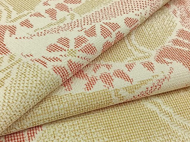 平和屋着物▽本塩沢　単衣　束ね熨斗花文　正絹　逸品　AABC1234jh