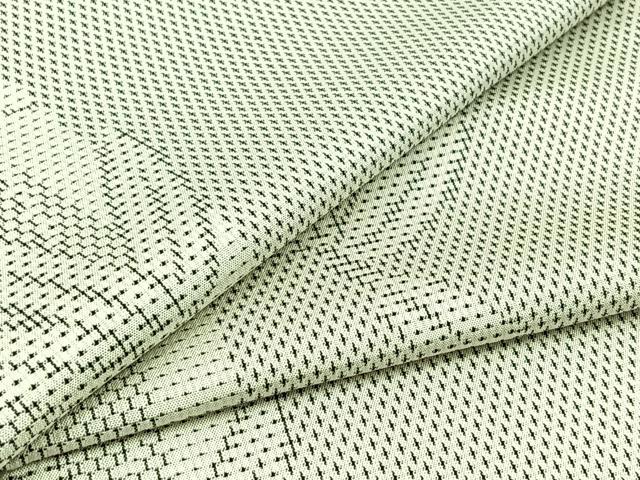 平和屋着物▽上質な紬　単衣　100亀甲　笹竹文　正絹　逸品　AABC1690jh