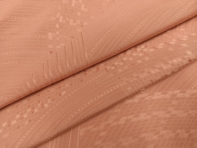 平和屋着物●上質な色無地　霞地紋　鴇がら茶色　正絹　逸品　AABC1725ph