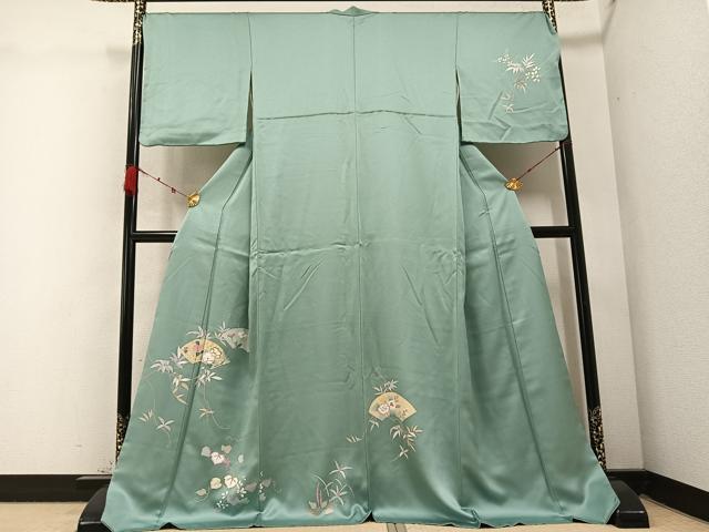 平和屋着物●訪問着　地紙枝花文　葡萄　金彩　ロング丈　正絹　逸品　AABC1779ph