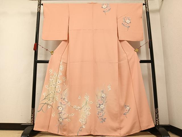 平和屋着物●訪問着　友禅　枝花文　暈し染め　正絹　逸品　AABC1786ph