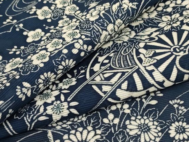 平和屋着物＊夏物　小紋　絽　草花文　正絹　逸品　AABC1823jd