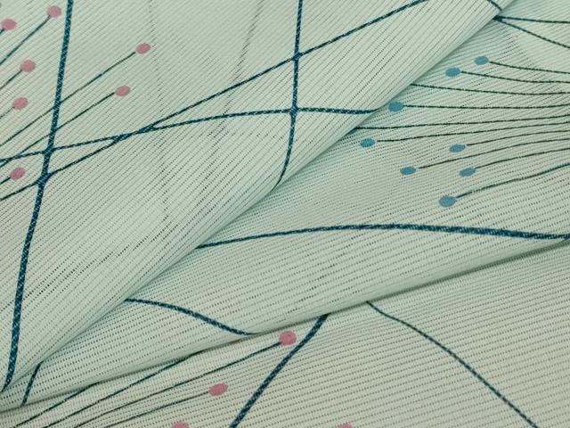 平和屋着物＊夏物　小紋　絽　枝葉文　洗える着物　AABC1827jd