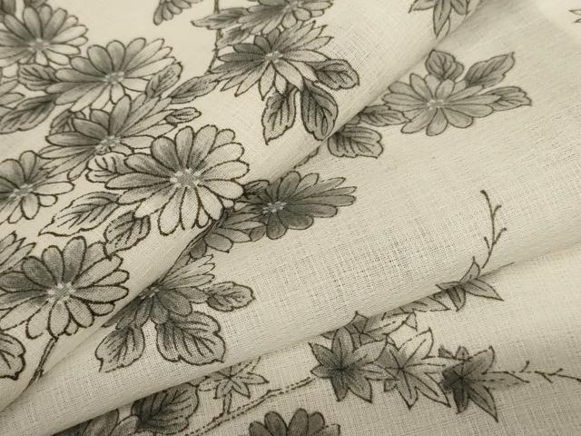 平和屋着物＊夏物　小紋　紗　手描き　枝花文　洗える着物　AABC1840jd