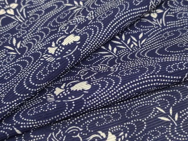 平和屋着物＊夏物　小紋　絽　流水草花文　正絹　逸品　AABC1851jd