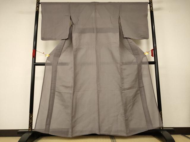 平和屋着物＊夏物　色無地　紗　茶鼠色　正絹　逸品　AABC1862jd