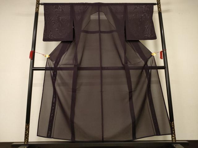 平和屋着物＊夏物　色無地　絽　黒紅色　正絹　逸品　AABC1865jd