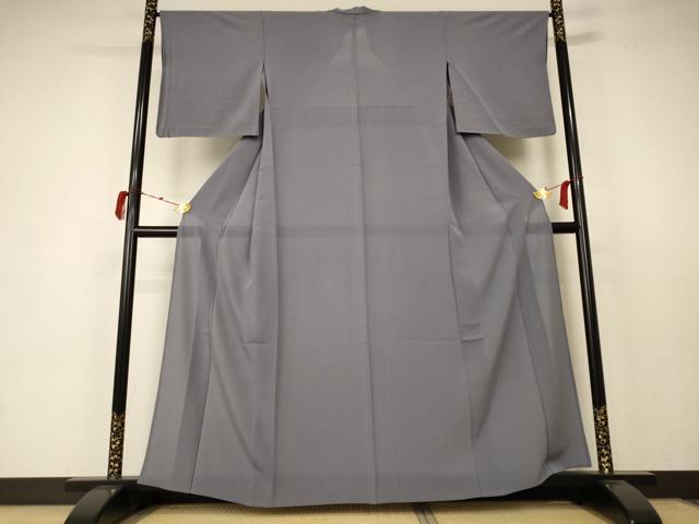 平和屋着物＊夏物　色無地　絽　桔梗鼠色　正絹　逸品　AABC1895jd