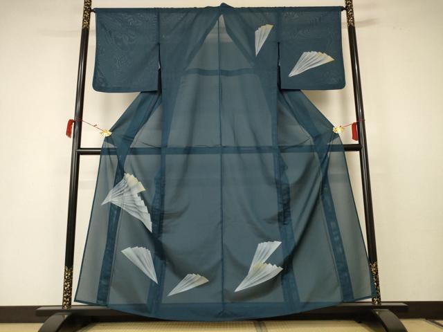 平和屋着物＊夏物　訪問着　絽　檜扇文　洗える着物　AABC1904jd