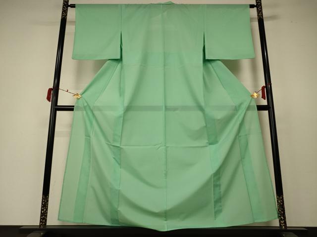 平和屋着物＊夏物　色無地　絽　若緑色　洗える着物　AABC1910jd