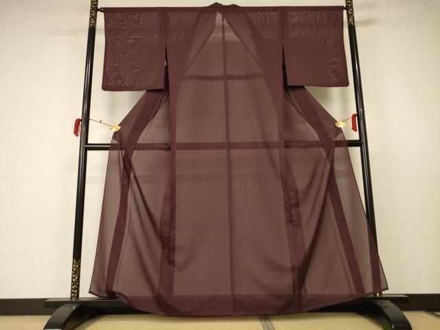 平和屋着物＊夏物　色無地　絽　黒鳶色　洗える着物　AABC1912jd