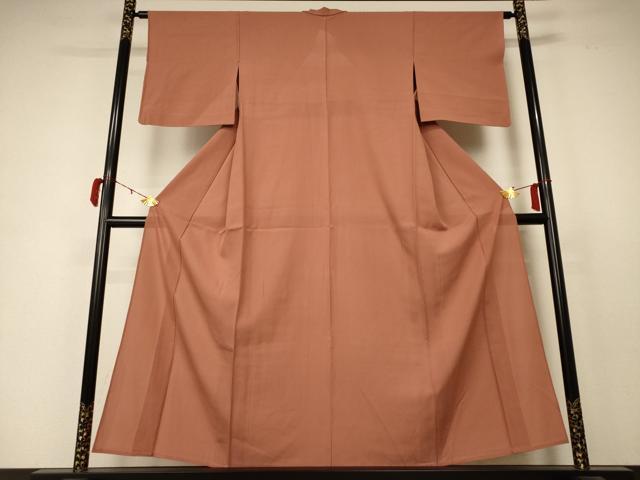 平和屋着物＊夏物　色無地　絽　赭色　正絹　逸品　AABC1917jd