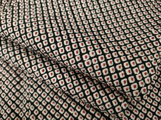 平和屋着物●大変加工の良い小紋　総絞り　黒地　正絹　逸品　未使用　AABC1928ck