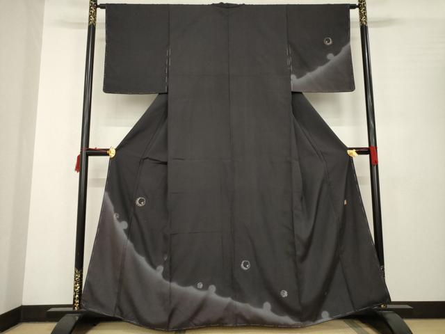 平和屋着物●着物デザイナー　園山明子　訪問着　紬地　刺繍　雪輪文　暈し染め　正絹　逸品　未使用　AABC1929ck