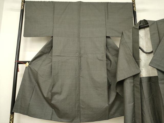 平和屋着物●男性　紬　アンサンブル　亀甲文様　正絹　逸品　AABC1954ck