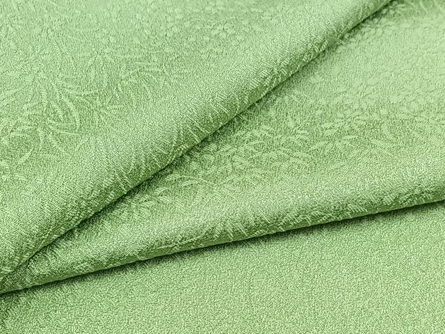 平和屋着物▽上質な色無地　単衣　草花地紋　錆青磁色　正絹　逸品　AABC2237jh