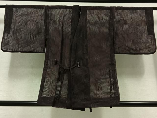 平和屋着物▽道中着　スリーシーズン　春夏秋　塵除け　亀甲文様　正絹　逸品　AABC2240jh