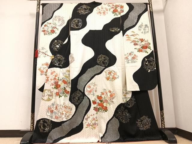 平和屋着物●豪華振袖　駒刺繍　絞り　草花文　金銀彩　そごう扱い　正絹　逸品　AABC2540ph