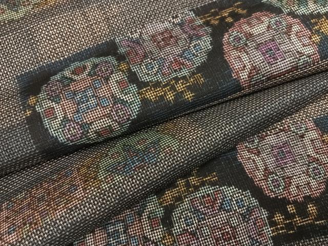 平和屋着物●本場大島紬　一元7マルキ　横段花文　正絹　逸品　AABC2563ph