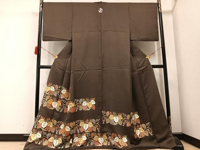 平和屋着物●創業460年・千總　色留袖　刺繍　桐文　金彩　ロング丈　正絹　逸品　AABC2574ph