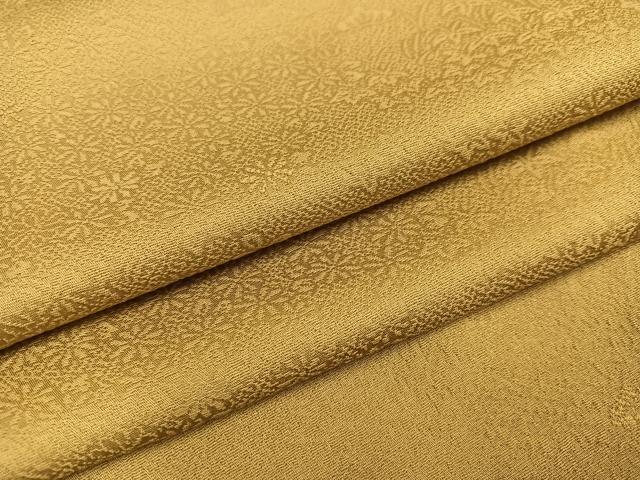 平和屋着物●上質な色無地　草花地紋　黄橡色　正絹　逸品　AABC2584ph