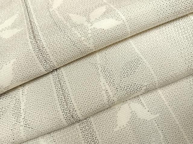 平和屋着物●本塩沢　110亀甲　草木間道　正絹　逸品　AABC2589ph