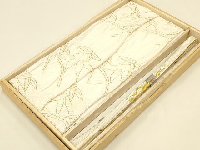 平和屋着物●和装小物　帯締め・帯揚げセット　礼装用　高麗組 綾出し　絞り　笹　金糸　金彩　正絹　逸品　未使用　AABC2651ay