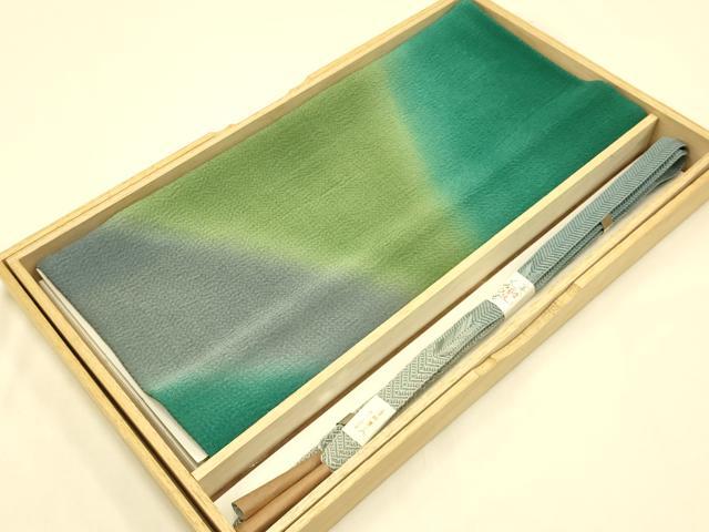 平和屋本店●和装小物　帯締め・帯揚げセット　笹浪組　暈し染め　金糸　鬼しぼ縮緬　正絹　逸品　未使用　AABC2657ay