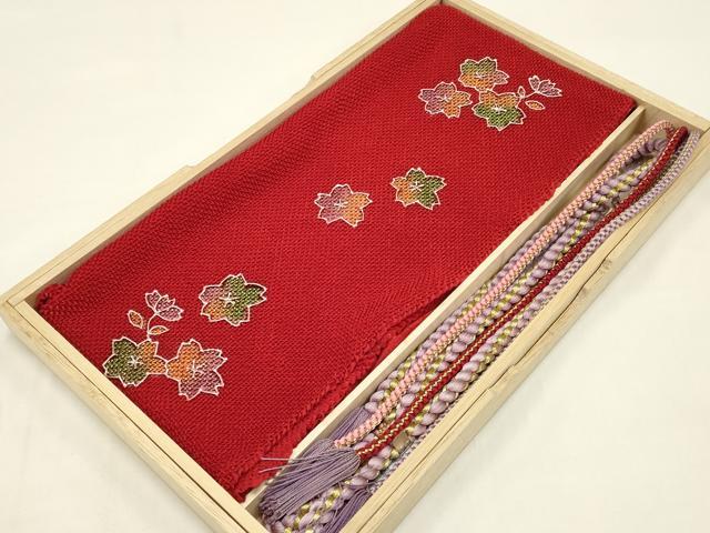 平和屋着物●和装小物　帯締め・帯揚げセット　振袖用　総絞り　舞花文　金糸　金銀彩　撚り房　逸品　AABC2665ay