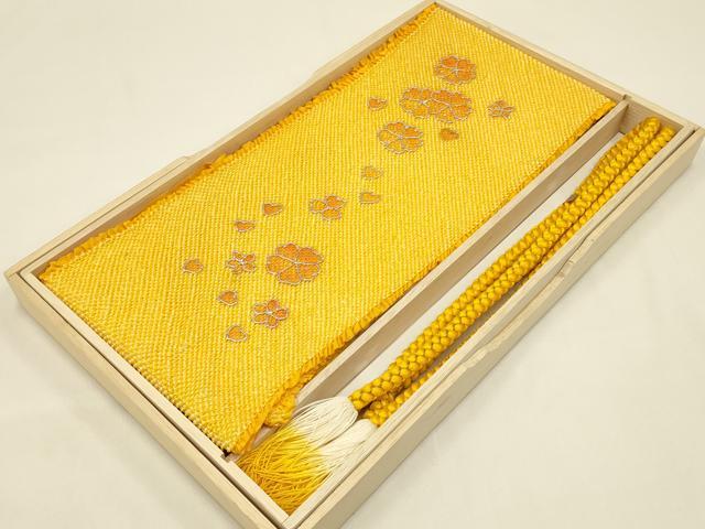 平和屋着物●和装小物　帯締め・帯揚げセット　振袖用　総絞り　舞花文　金糸　銀彩　撚り房　逸品　AABC2667ay