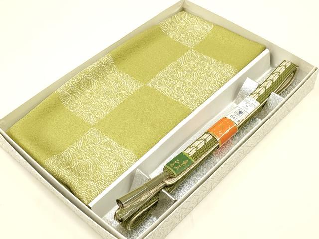 平和屋着物●和装小物　帯締め・帯揚げセット　高麗組　市松模様　正絹　逸品　未使用　AABC2760ay